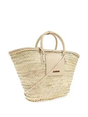 Jacquemus Soli Woven Raffia Tote Bag With Leather Trim - Multicolor