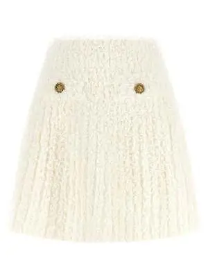 Balmain Plumetis Tweed Mini Skirt - White