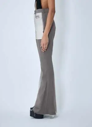 Rick Owens High-rise Flared Trousers With Contrasting Panels - Gray