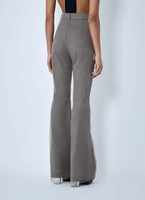 Rick Owens High-rise Flared Trousers With Contrasting Panels - Gray