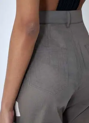 Rick Owens High-rise Flared Trousers With Contrasting Panels - Gray