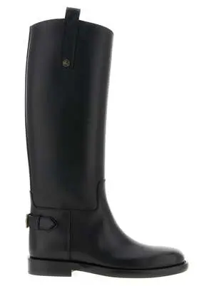 Burberry Cavalier Smooth Calf Leather Knee High Boots - Black