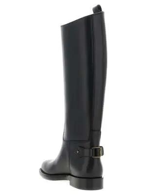 Burberry Cavalier Smooth Calf Leather Knee High Boots - Black