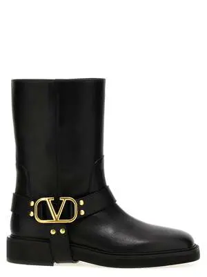 Valentino Garavani Vlogo Signature Leather Ankle Boots