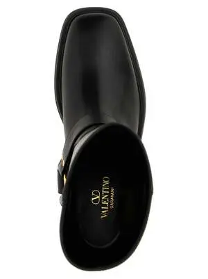 Valentino Garavani Vlogo Signature Leather Ankle Boots