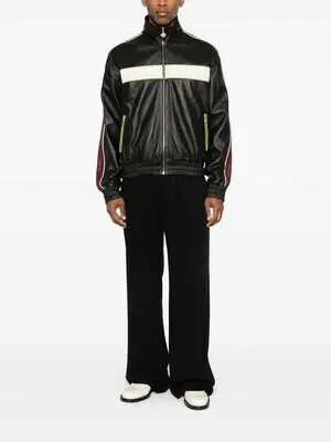 Casablanca Striped Leather Zip-up Jacket