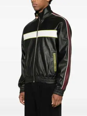 Casablanca Striped Leather Zip-up Jacket