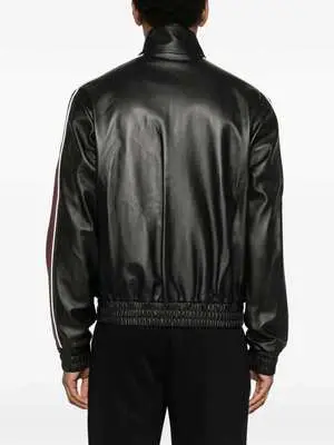 Casablanca Striped Leather Zip-up Jacket