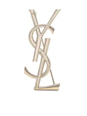 Saint Laurent Cassandre Cord Texture Metal Brooch - Silver