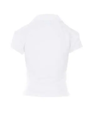 COURREGES V-neck Short Sleeve T-shirt - White