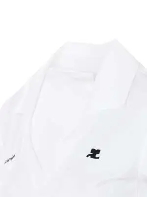 COURREGES V-neck Short Sleeve T-shirt - White