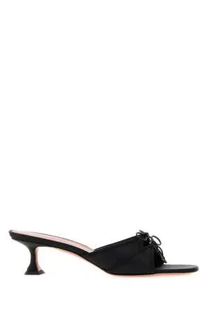 Amina Muaddi Satin Eleonora Mules - Black