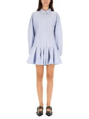 GANNI Striped Organic Cotton Chemisier Dress - Multicolor