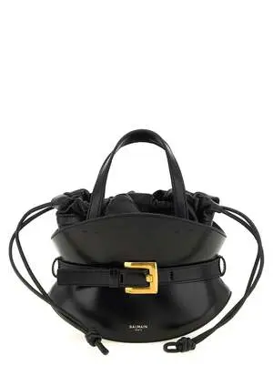 BALMAIN BALMAIN Mini Suede And Leather Handbag With Anthem Buckle