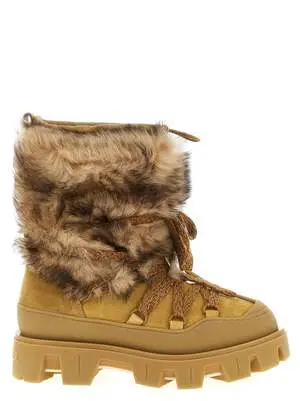 Moncler Peak Après Suede And Shearling Ankle Boots - Brown