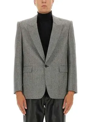 Saint Laurent Single-breasted Wool Flannel Jacket - Gray