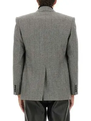 Saint Laurent Single-breasted Wool Flannel Jacket - Gray