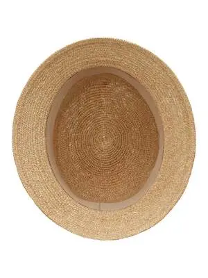 Saint Laurent Straw Bucket Hat With Cassandre Pin