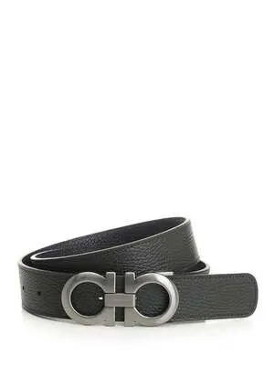 FERRAGAMO Reversible And Adjustable Gancini Belt - Black