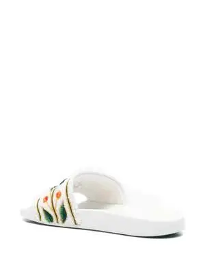 Casablanca Embroidered Slide Sandals - White