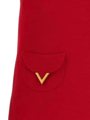 Valentino Garavani V Gold Crêpe Couture Mini Dress - Red