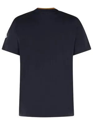 Moncler Navy Cotton Embroidered Logo T-shirt