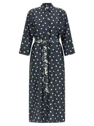 Max Mara S Mmleva' Silk Twill Polka Dot Midi Dress