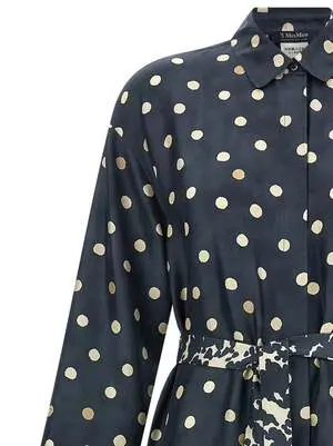 Max Mara S Mmleva' Silk Twill Polka Dot Midi Dress