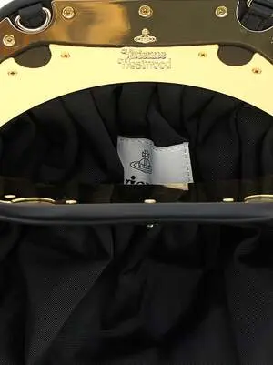 VIVIENNE WESTWOOD Brooke Crinkled Fabric Clutch With Gold Tone Orb Logo - Black