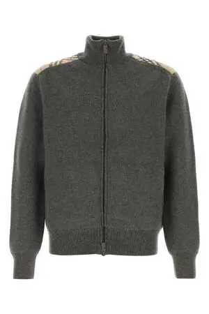 Burberry Wool Blend Zip-up Cardigan - Gray