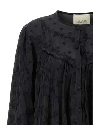 Isabel Marant Étoile Zame Embroidered Cotton Silk Mini Dress - Black