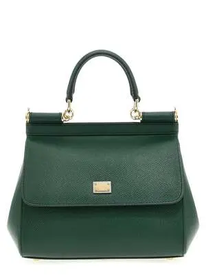Dolce & Gabbana DOLCE & GABBANA Sicily Medium Dauphine Calf Leather Handbag Green