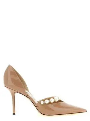 JIMMY CHOO Aurelie Patent Leather Pumps With Pearl Embellishment - Pink
