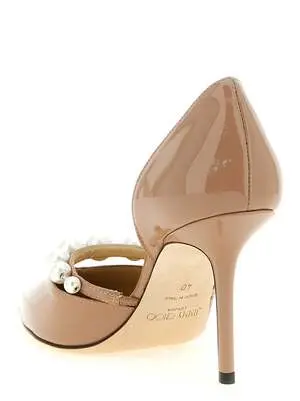 JIMMY CHOO Aurelie Patent Leather Pumps With Pearl Embellishment