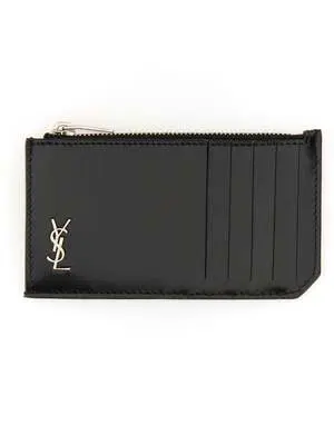 Saint Laurent Leather Card Holder - Black