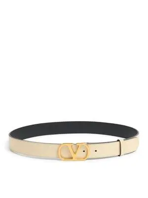 Valentino Garavani VALENTINO GARAVANI Vlogo Signature Belt In Calfskin White