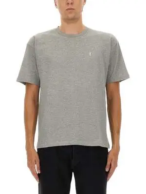 Saint Laurent Cassandras Tshirt With Logo - Gray