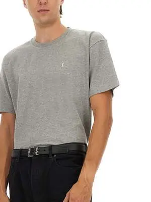 Saint Laurent Cassandras Tshirt With Logo - Gray