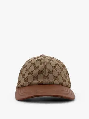 Gucci Gg Supreme Fabric And Leather Baseball Hat - Multicolor