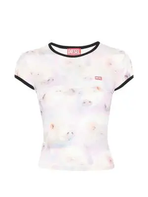 DIESEL® Printed T-shirt With Fringed Trim