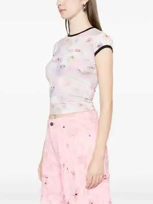 DIESEL® Printed T-shirt With Fringed Trim