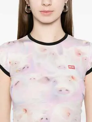 DIESEL® Printed T-shirt With Fringed Trim
