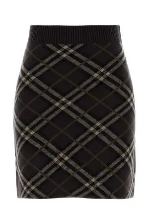 Burberry Embroidered Stretch Wool Blend Mini Skirt - Multicolor