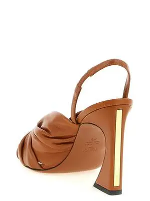 Fendi Arco Slingback Heels In Shiny Nappa Leather - Brown