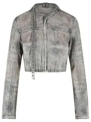 DIESEL® Saphix Cropped Jacket With Belted Neck - Gray