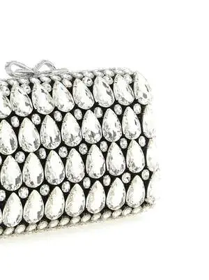 SELF-PORTRAIT Embellished Satin Clutch With Bow Detail