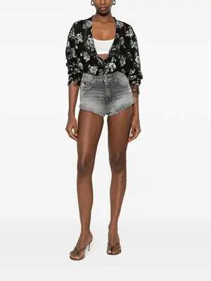 DIESEL® Distressed Denim Shorts With Frayed Hem - Gray