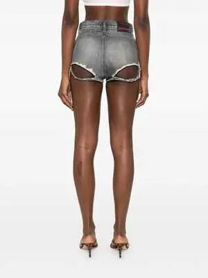 DIESEL® Distressed Denim Shorts With Frayed Hem - Gray