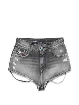 DIESEL® Distressed Denim Shorts With Frayed Hem - Gray