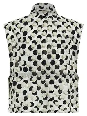 Fendi Jacquard Polka Dot Silk Cropped Shirt